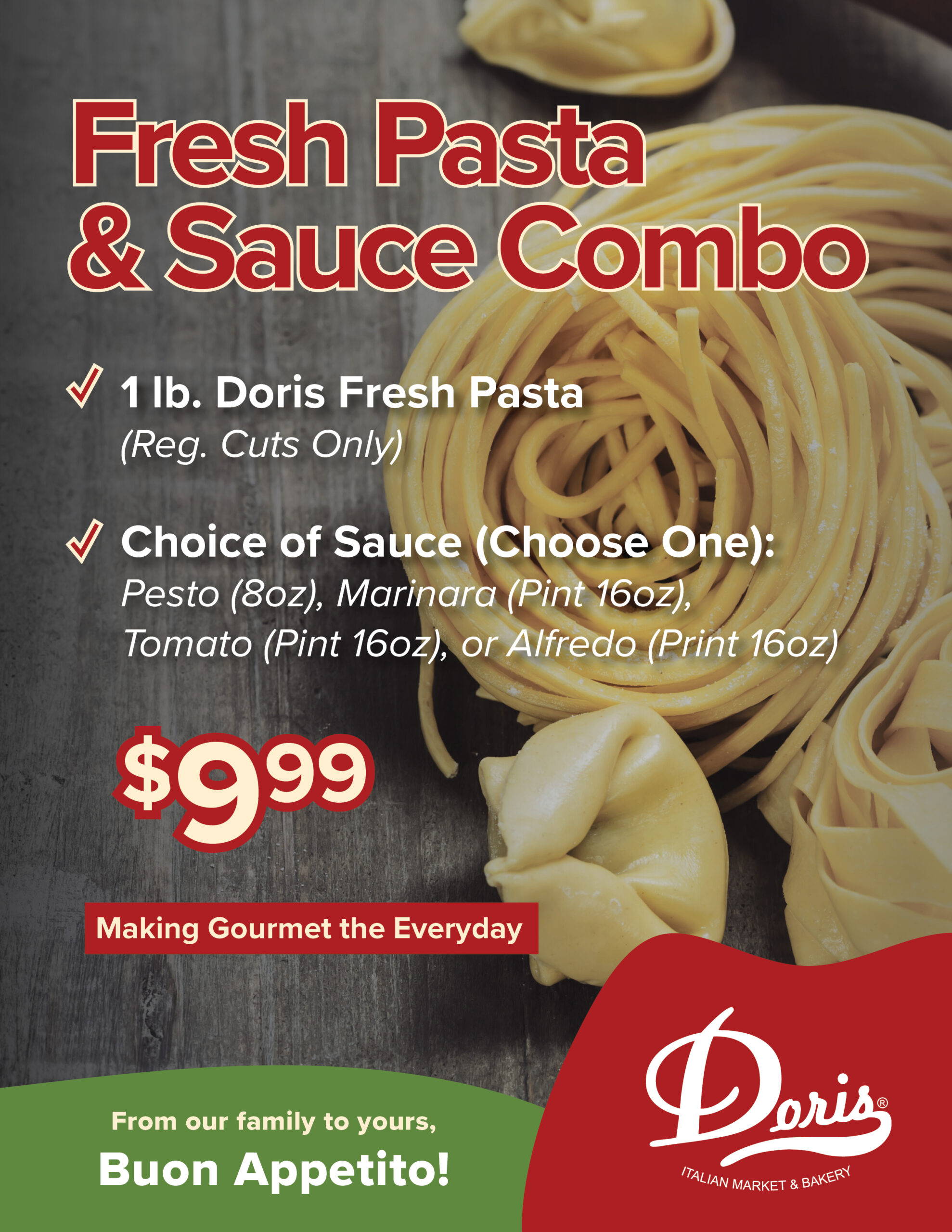 Fresh Pasta & Sauce Combo – North Palm Beach Location Only - Doris Market